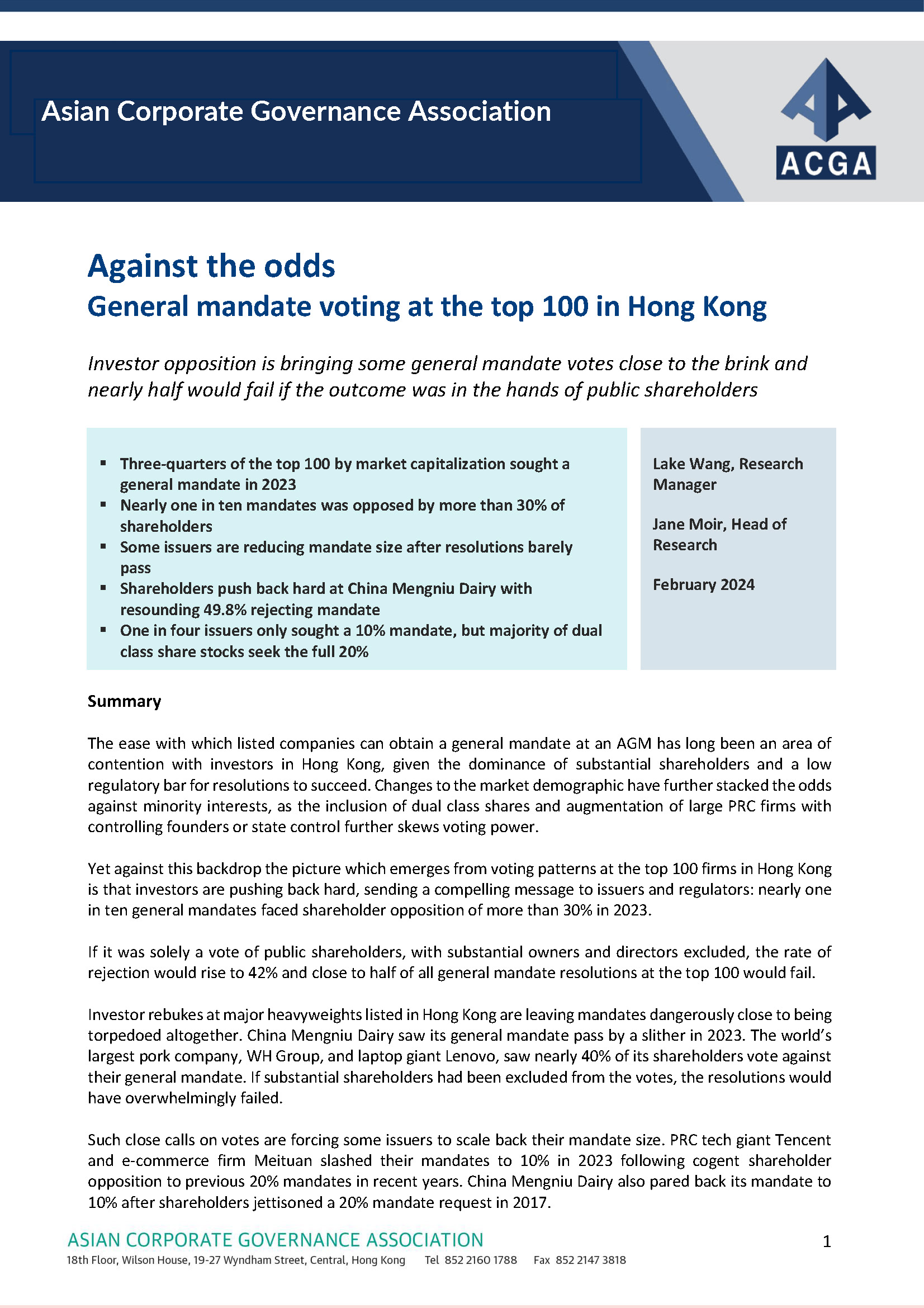 ACGA | Asian Corporate Governance Association